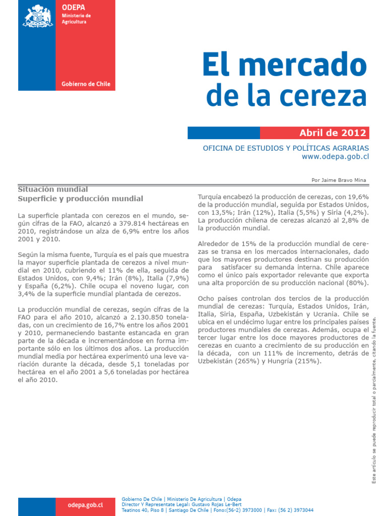 De La Cereza: El Mercado | Descargar gratis PDF | Libre comercio | Chile