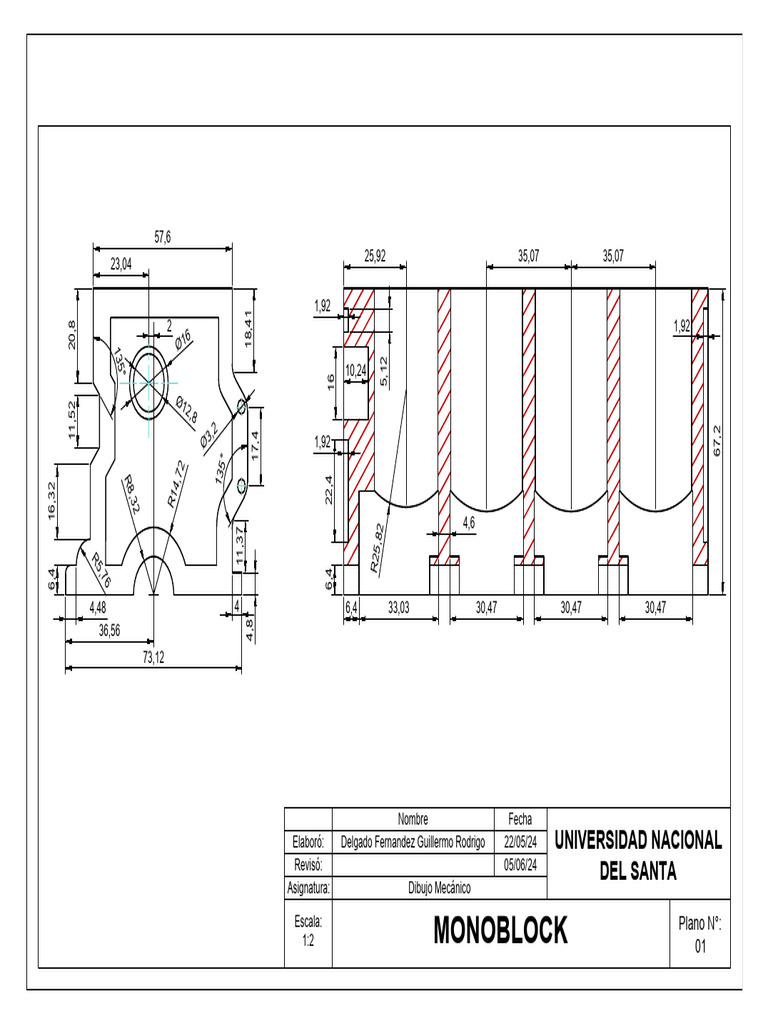 Dibujo Técnico de Monoblock | PDF