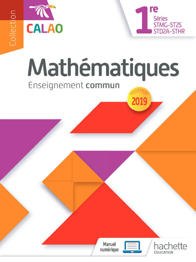 Manuel Maths Calao 1ere STMG ST2S STHR - Hachette 2020 | PDF