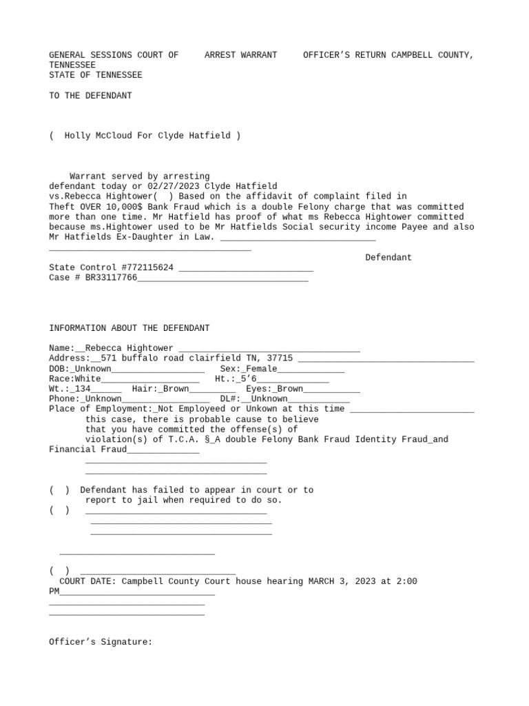 G.S. Criminal Arrest Warrant | PDF | Arrest Warrant | Bail