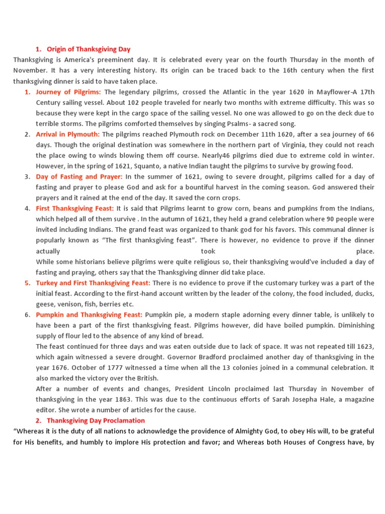 Origin of Thanksgiving Day | PDF | Thanksgiving | Foods