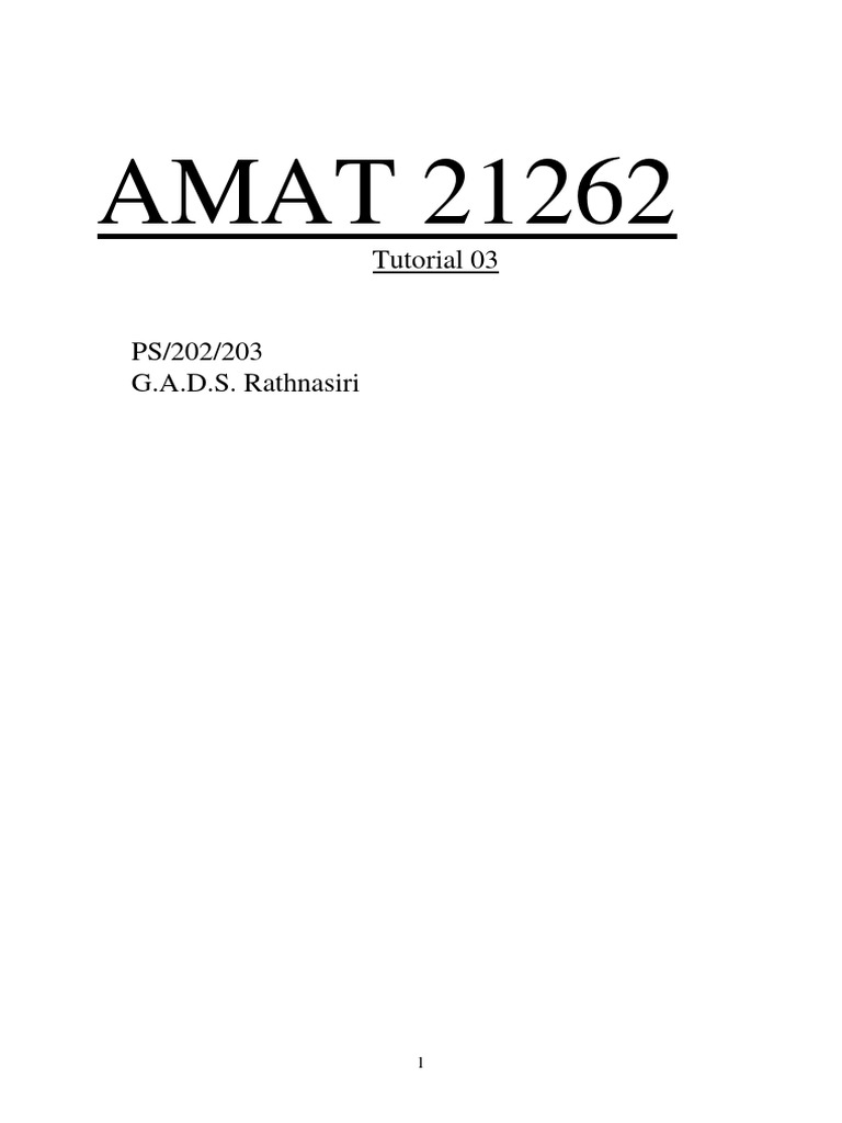AMAT 21262 Tute 03 | PDF