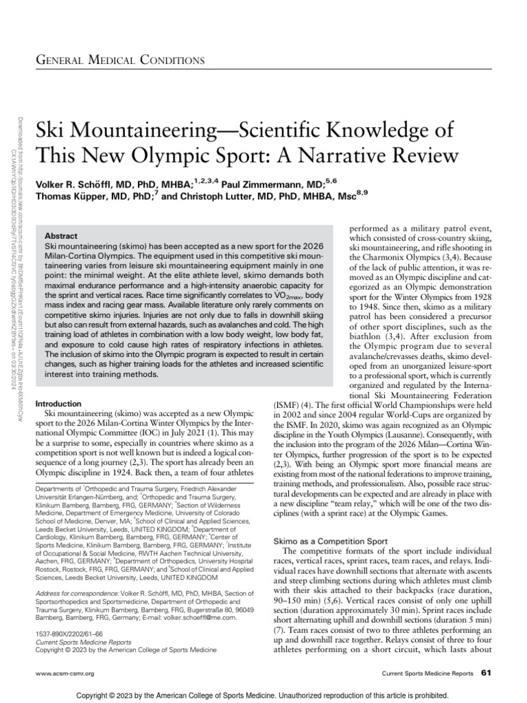 Ski Mountaineering Scientific Knowledge of This.6 | PDF | Doping In ...