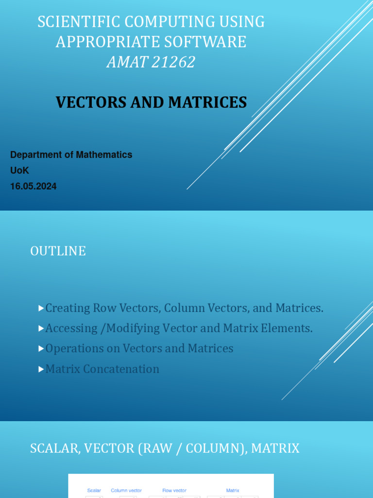 Lecture 2 Vectors Metrices | PDF | Matrix (Mathematics) | Matlab