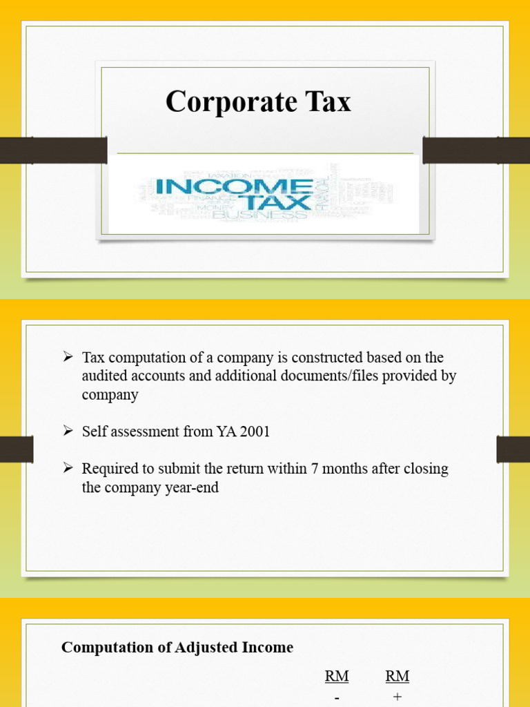 Corporate Tax Computation Guide | PDF | Expense | Tax Deduction