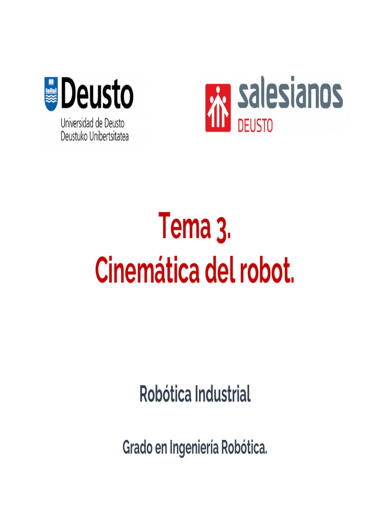 Tema 3 - Cinemática Del Robot | PDF | Geometría | Matemáticas