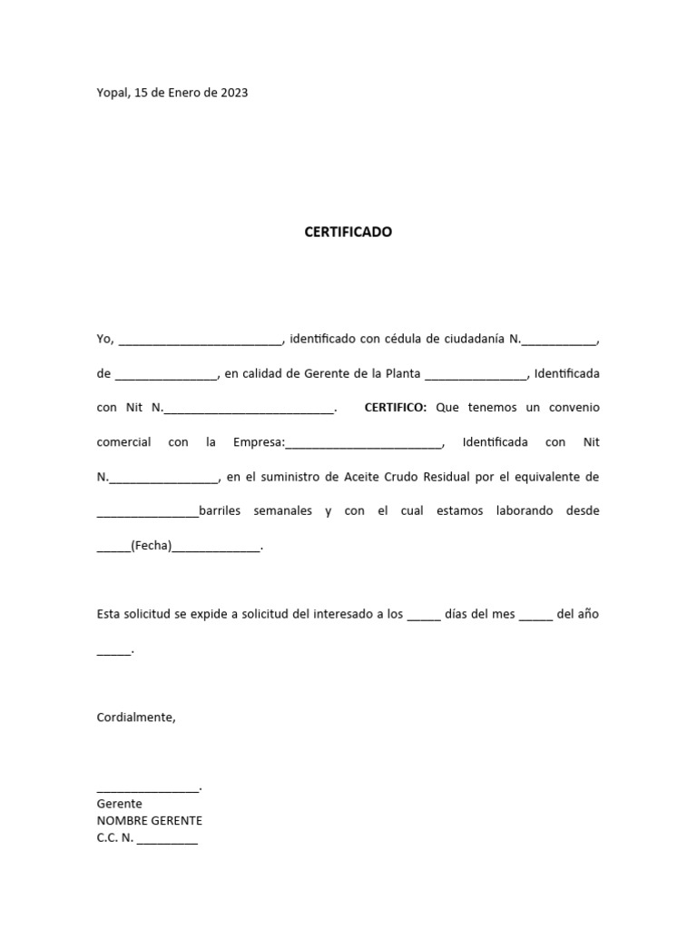 Modelo Certificado | PDF