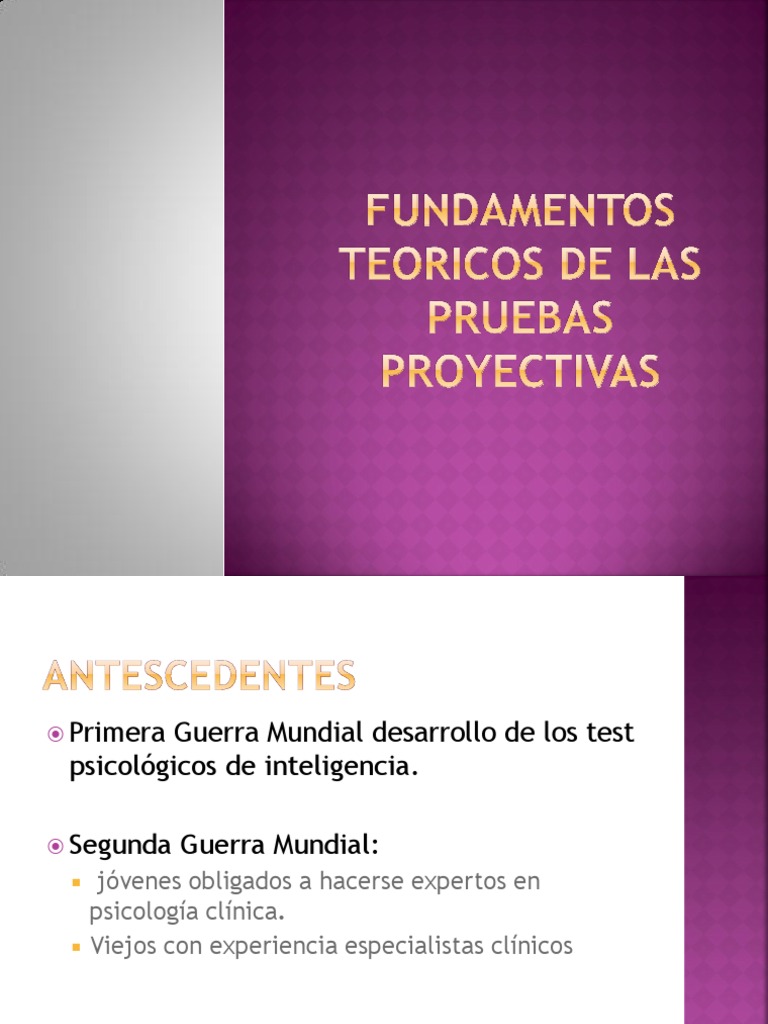 Fundamentos Teoricos de Las Pruebas Proyectivas Fundamentos Teoricos de Las Pruebas Proyectivas