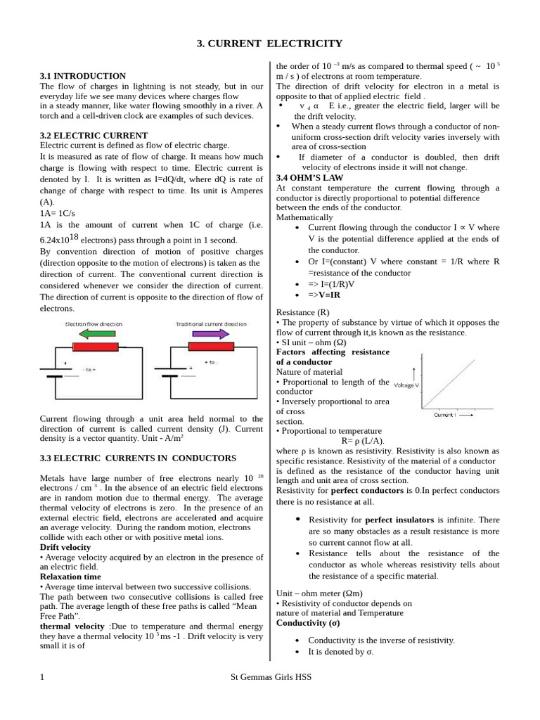 Current Electricity 01aug 2022 | PDF | Electrical Resistivity And Conductivity | Electrical ...