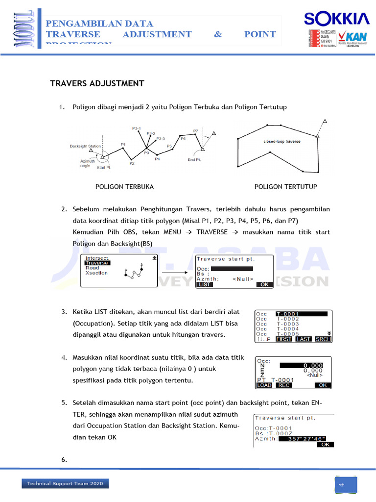 05. Pengambilan Data Menu Traverse Adjustment, Point Projection | PDF