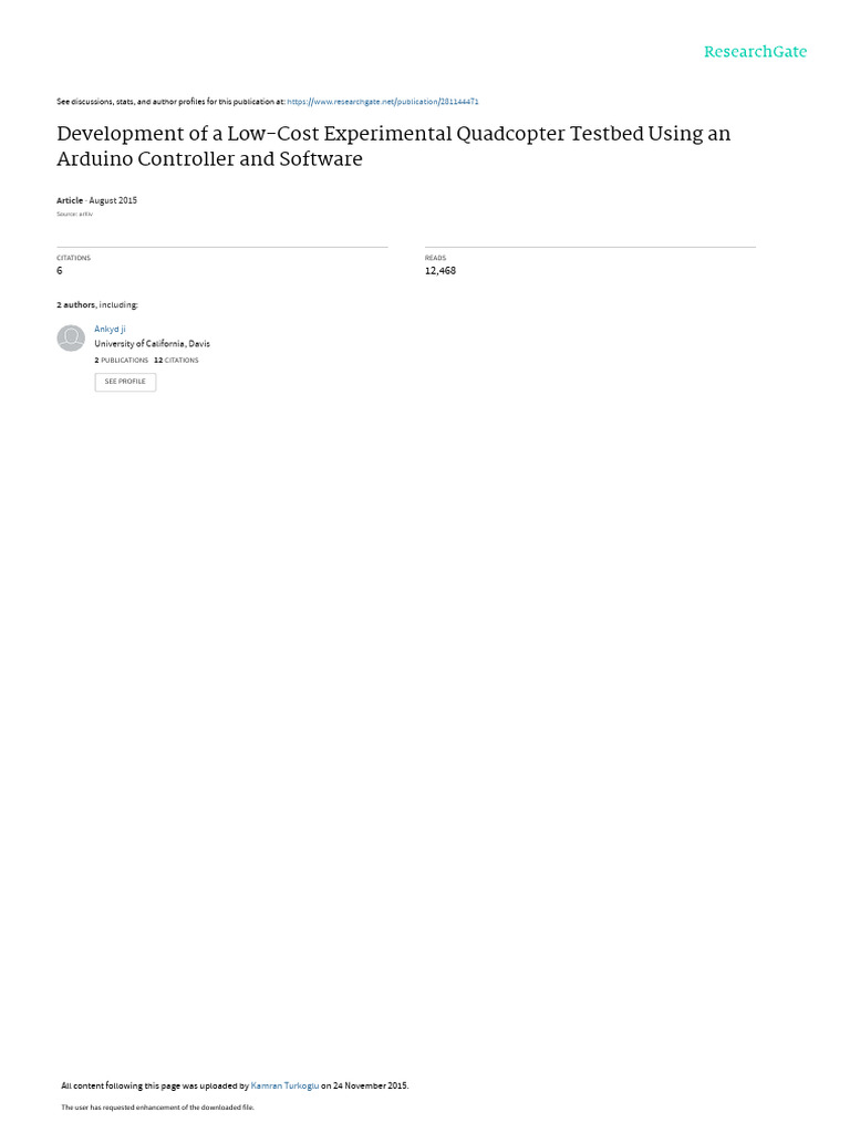 Development of A Low-Cost Experimental Quadcopter | PDF | Control Theory | Gyroscope
