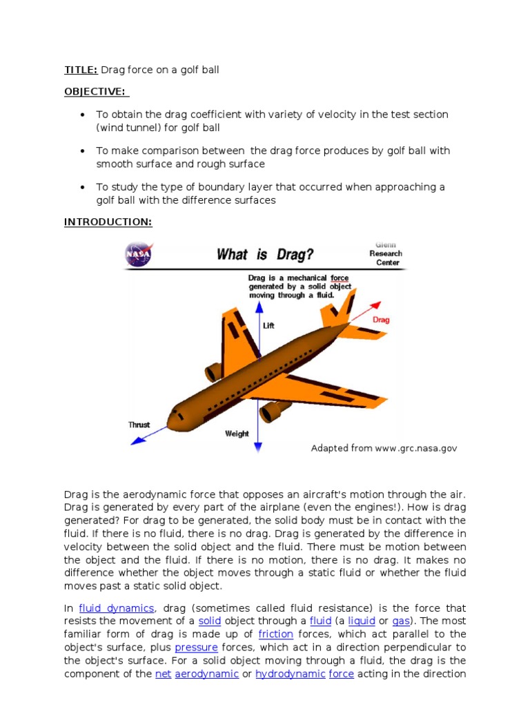 Drag Force | PDF | Drag (Physics) | Reynolds Number