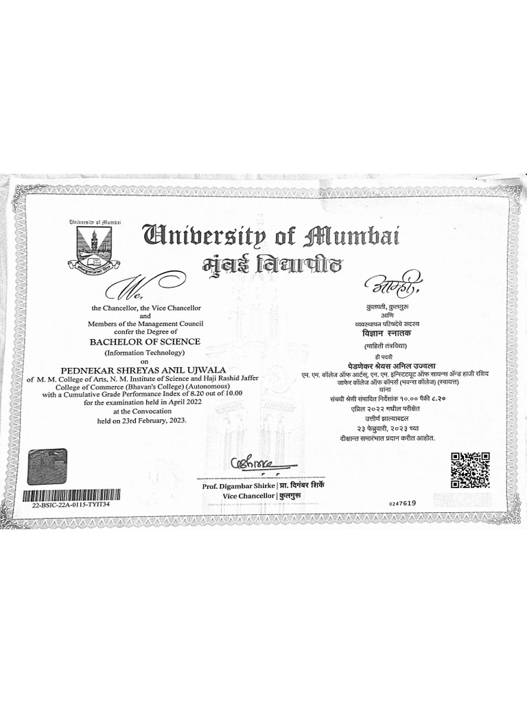 Convocation-Degree Certificate | PDF