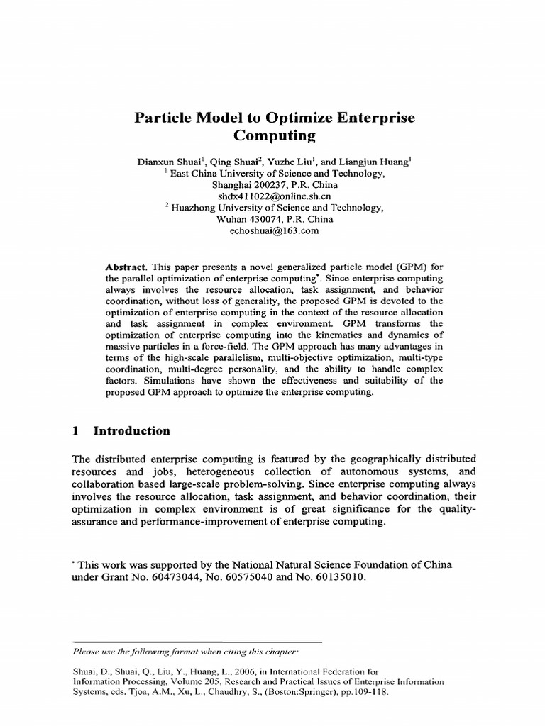 Shuai2006 Chapter ParticleModelToOptimizeEnterpr | PDF | Mathematical Optimization | Computing