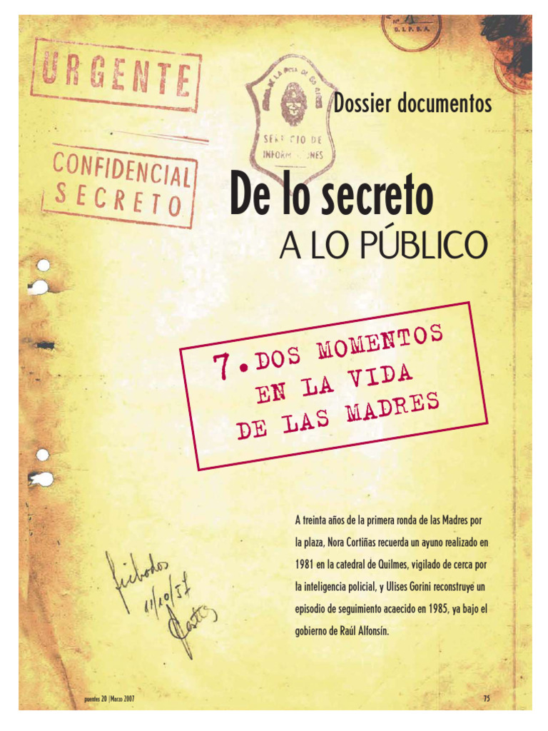 Dossier7 Fuentes Dictadura, Dos Momentos en La Vida de Las Madres | PDF ...