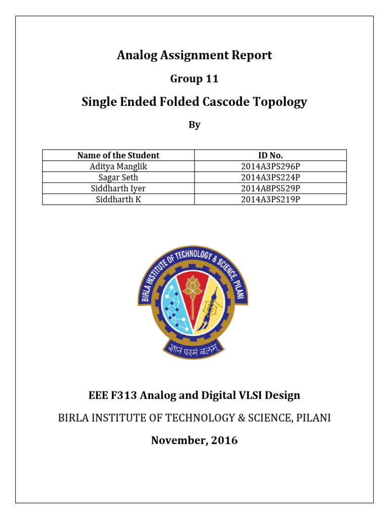 Final Report ADVD Analog Assignment | PDF | Electronic Circuits | Operational Amplifier