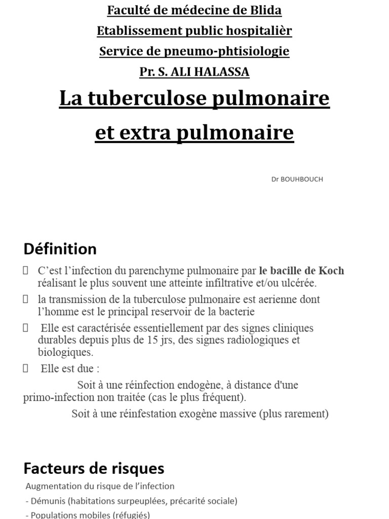Tuberculose pulmonaire et extra-pulmonaire | PDF | Tuberculose ...