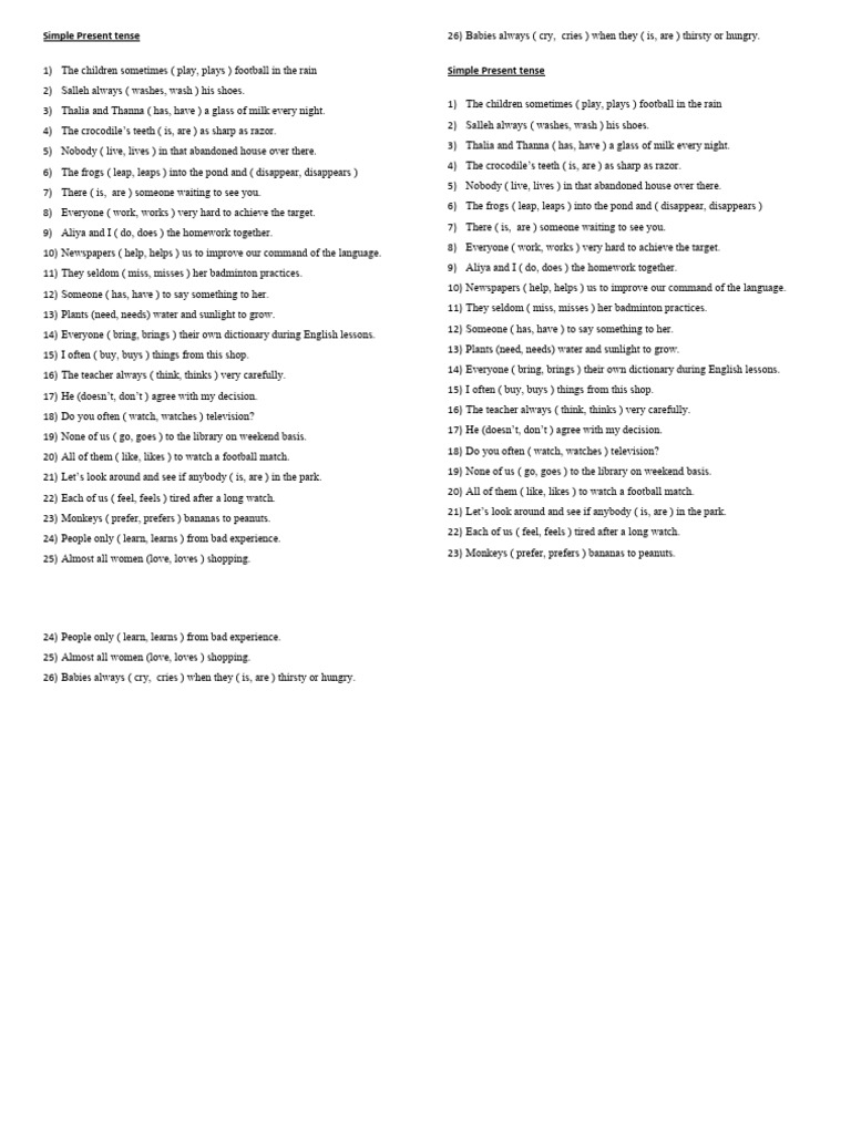 Present Tense 2 | PDF