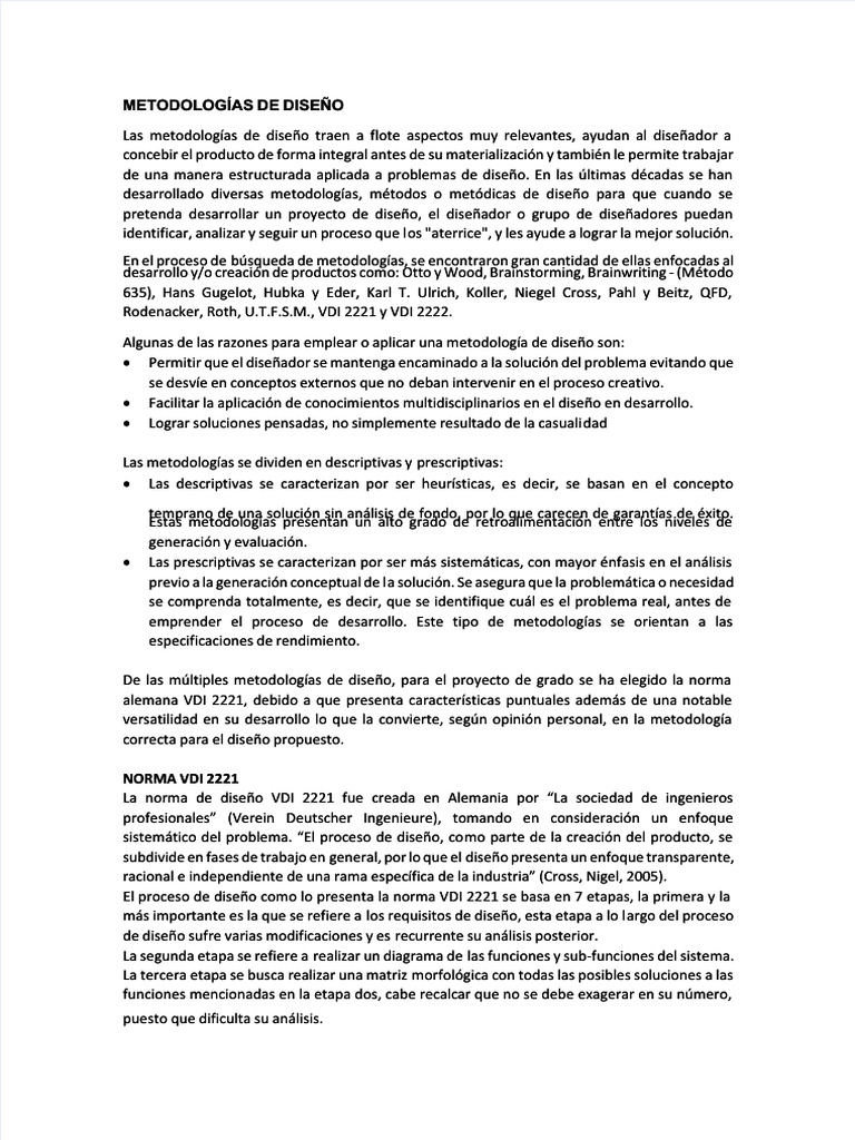 Metodologías de Diseño: VDI 2221 y 2222 | PDF | Diseño