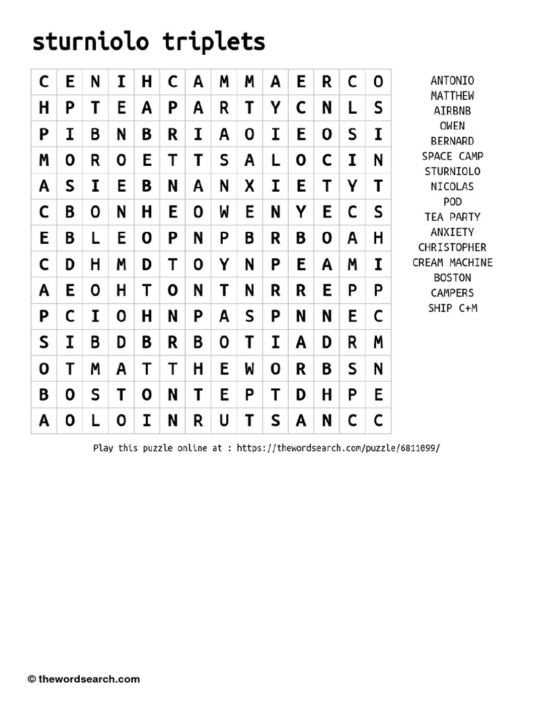 Thewordsearch Com Sturniolo Triplets 6811099 | PDF