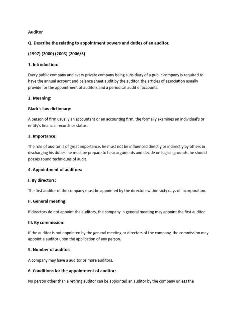 Auditor | PDF | Audit | Private Law