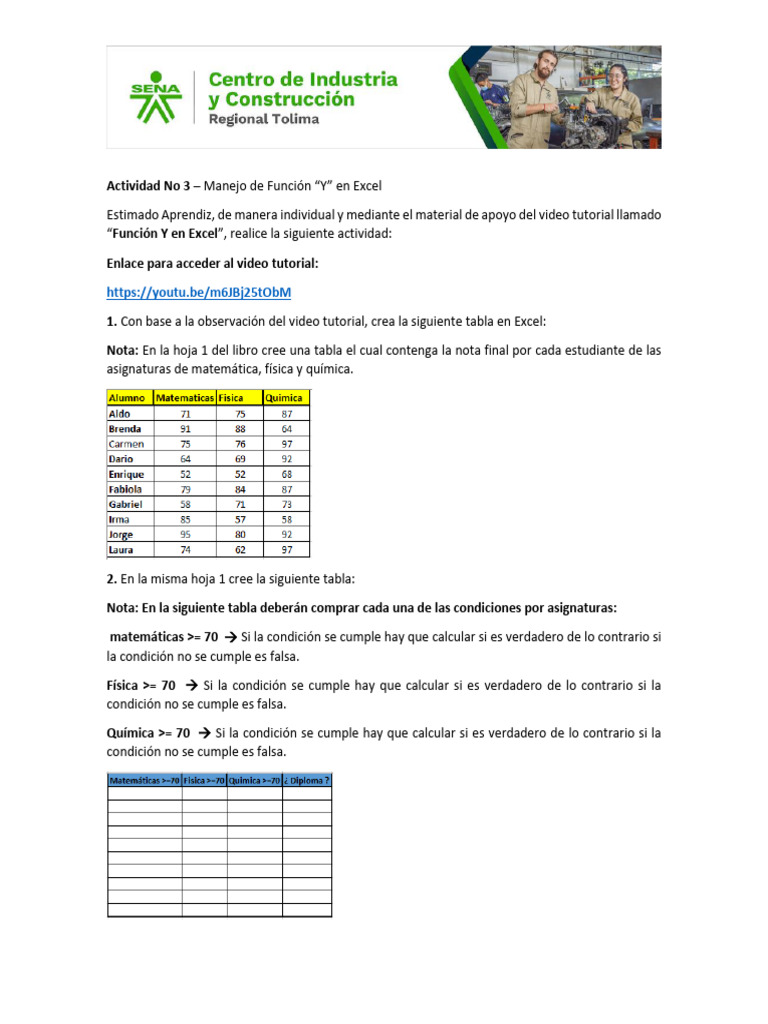 Actividad No 3 Funcion Y en Excel | PDF | Microsoft Excel