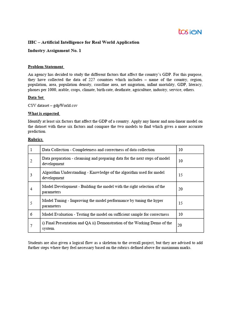 Artificial Intelligence - Industry Assignment - 1 | PDF