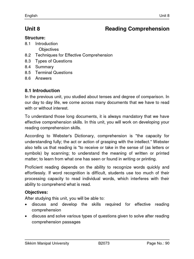 BIT103 SLM Library - SLM - Unit 08 | PDF | Reading Comprehension | Potato