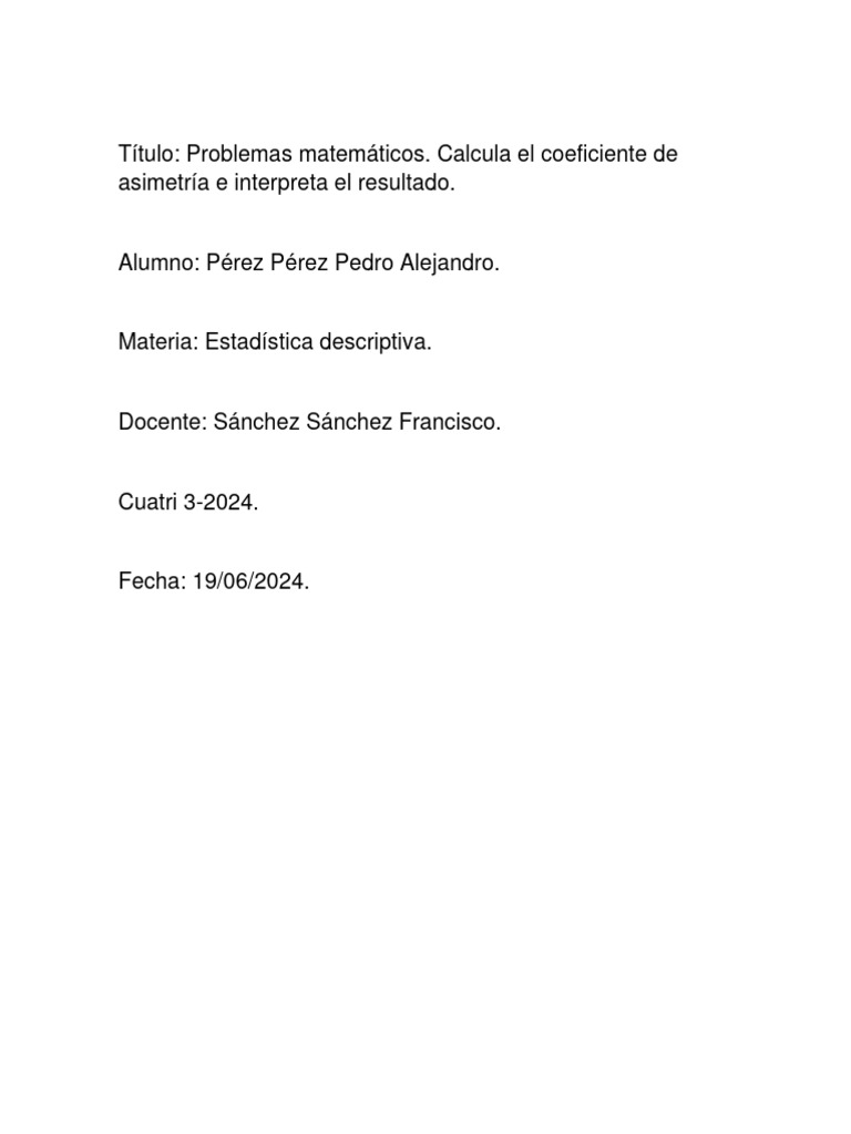 Coeficiente de Asimetría y Su Interpretación | PDF | Desviación ...