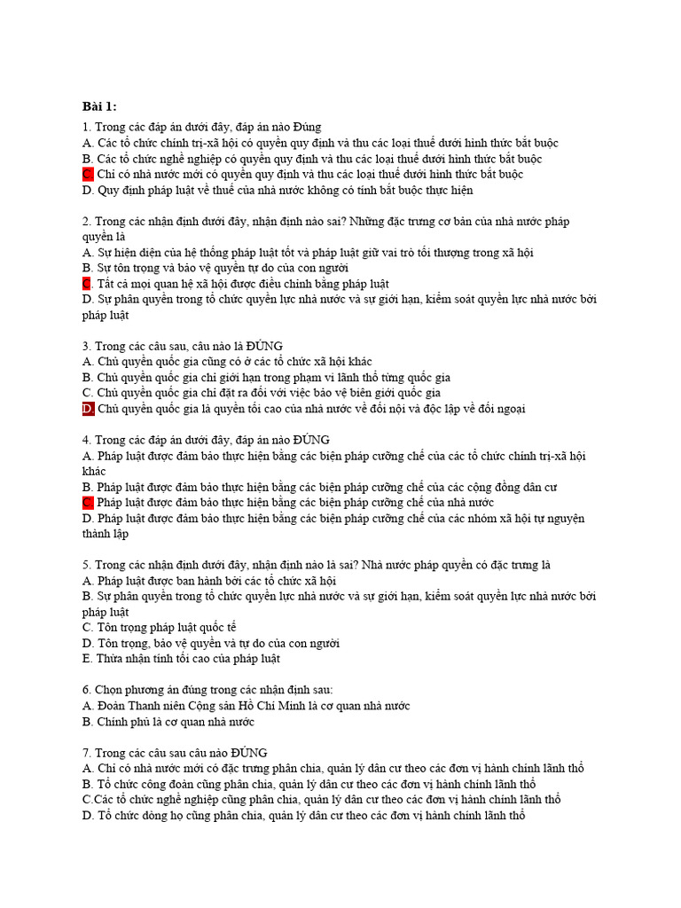 TRẮC NGHIỆM PLDC | PDF