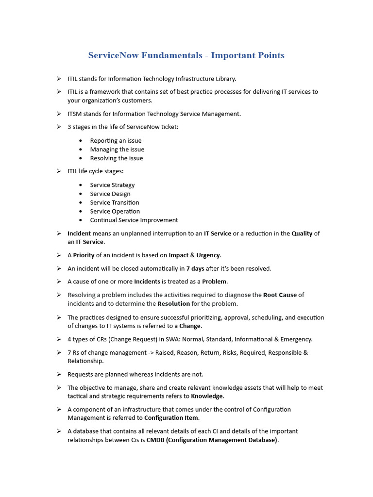 ServiceNow Fundamentals Notes-1 | PDF | Business | Computers