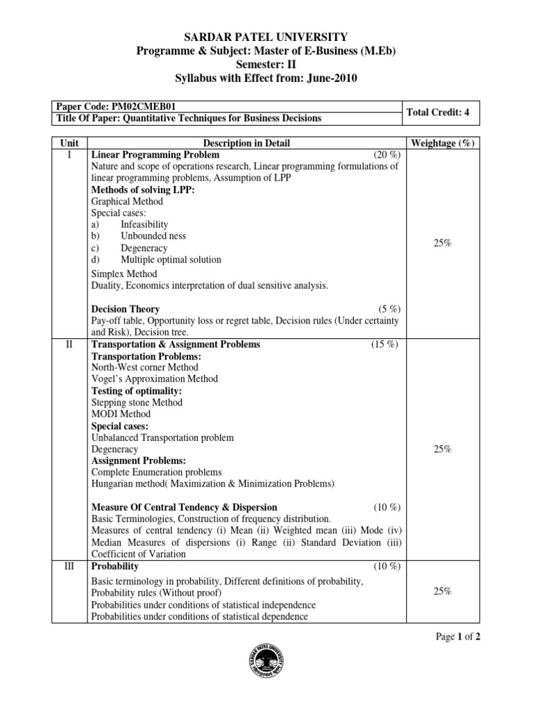 Pm02cmeb01 - Quantitative Techniques For Business Decisions | PDF ...