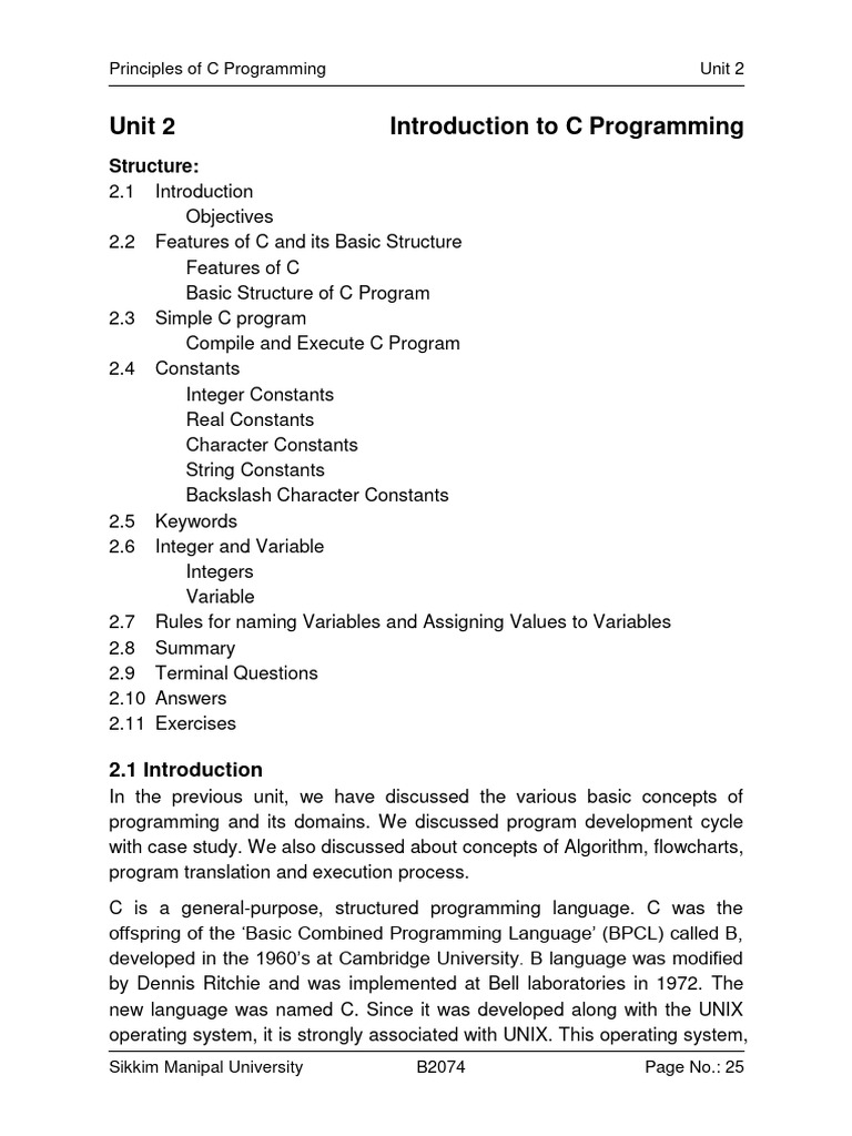 BIT104 SLM Library - SLM - Unit 02 | PDF | Integer (Computer Science) | C (Programming Language)