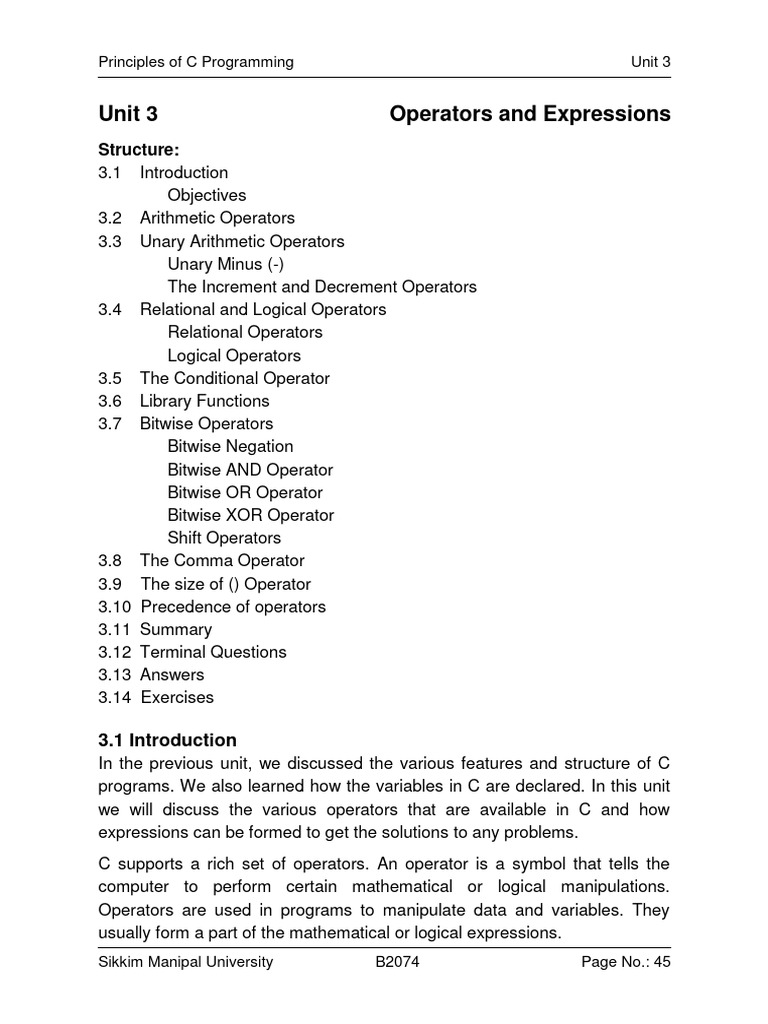 C Programming Operators Explained | PDF | Integer (Computer Science ...