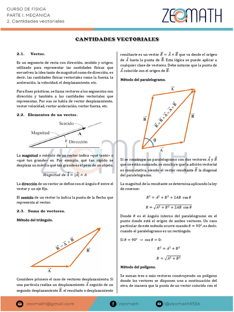 2 Cantidades Vectoriales Teoría | PDF | Vector Euclidiano | Geometria clasica