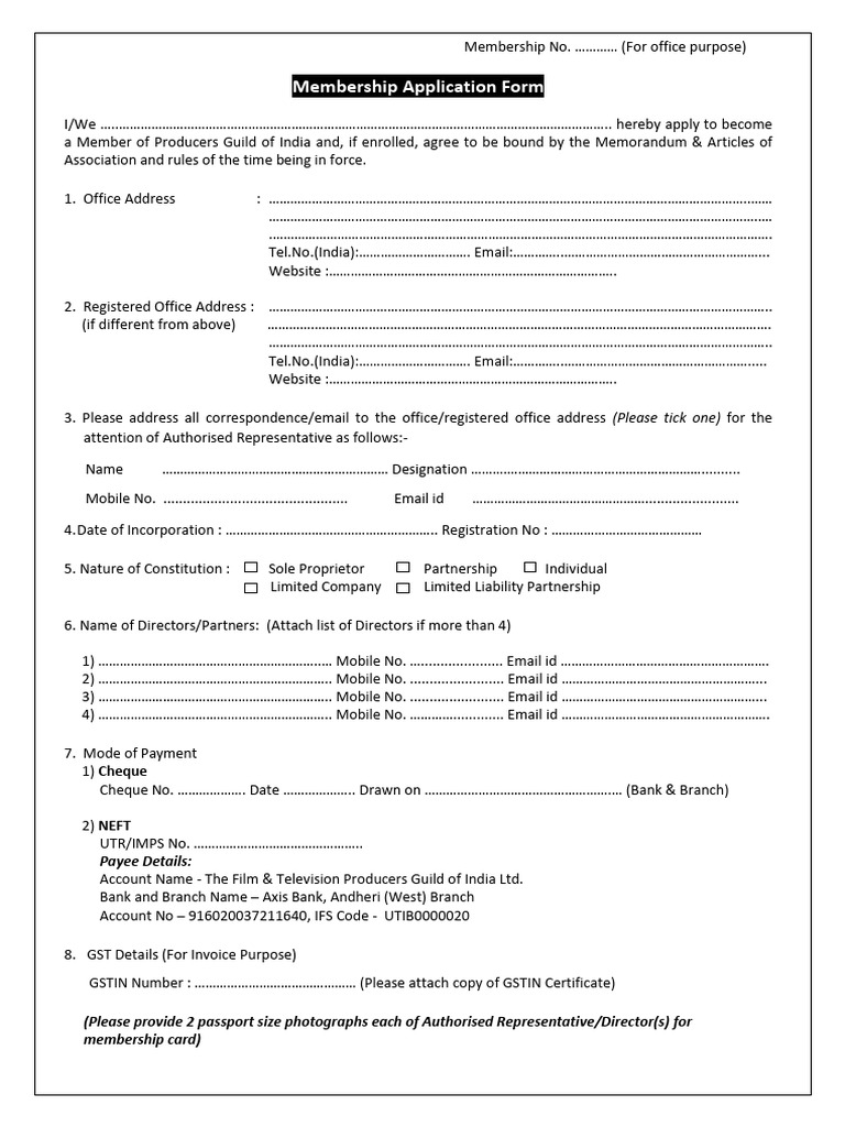 Membership Form - 2018-2019 | PDF | Cheque | Payments