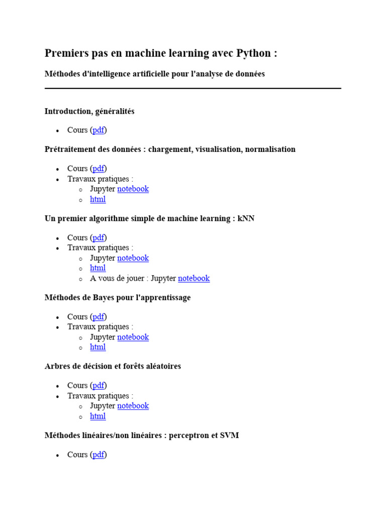 Premiers Pas en Machine Learning Avec Python | PDF | Ordinateurs