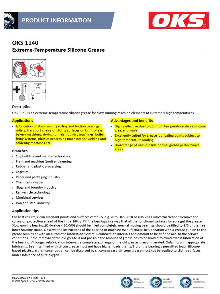 Pi Oks 1140 110650 en | PDF | Bearing (Mechanical) | Silicone