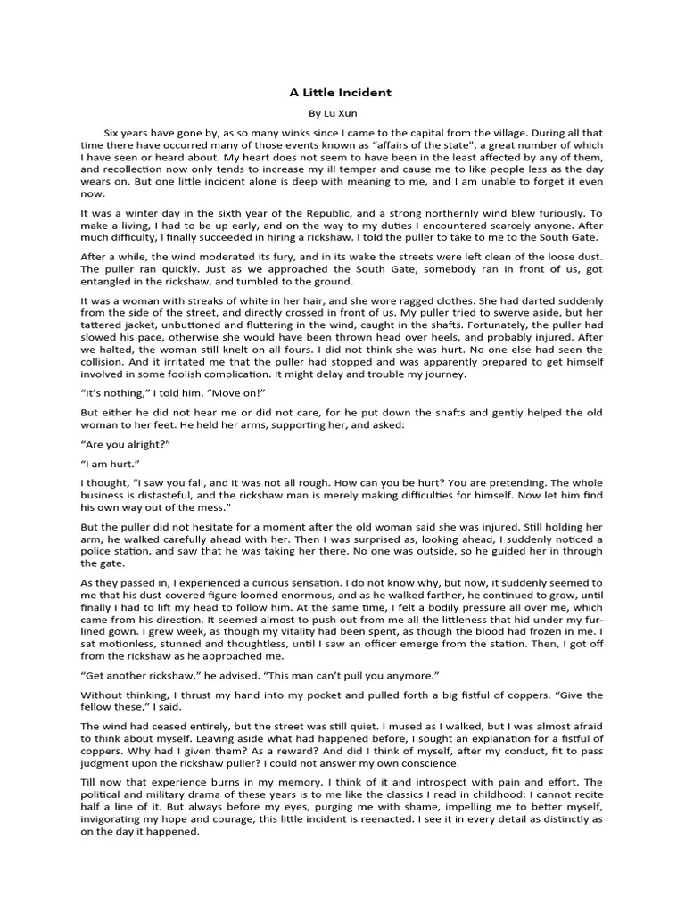 A Little Incident | PDF | Mystery, Thriller & Crime Fiction | Poetry