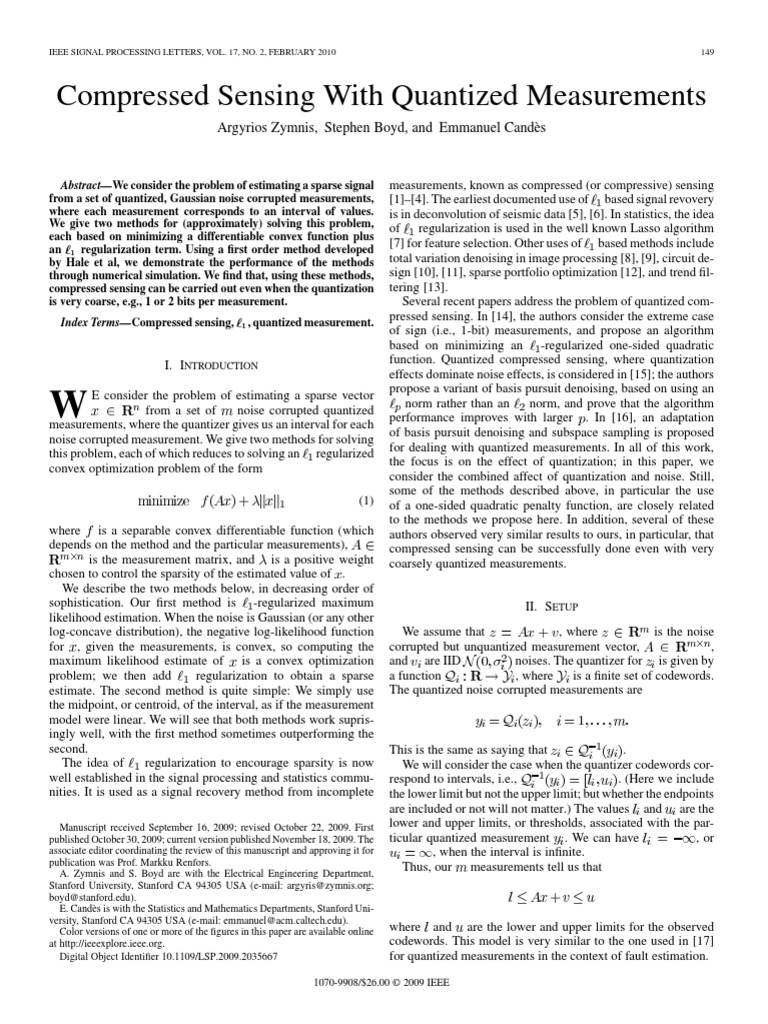 Boyd Compressed MAP Quantization 2009 | PDF | Estimation Theory ...