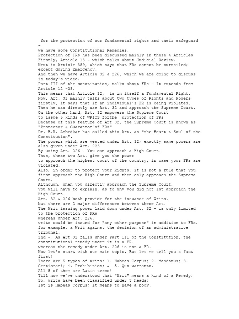 5 Types of Writs | PDF | Writ | Habeas Corpus