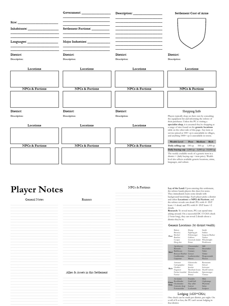 Settlement Sheet Player | PDF