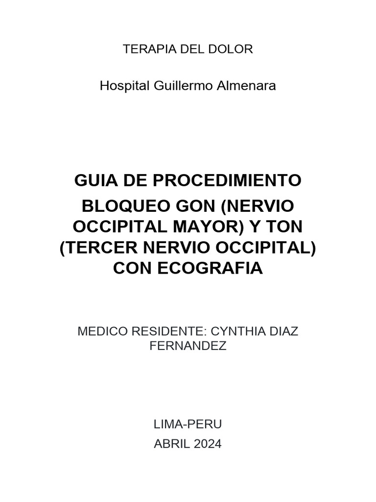 Bloqueo Gon y Ton para Neuralgia Occipital | PDF | Dolor de cabeza ...