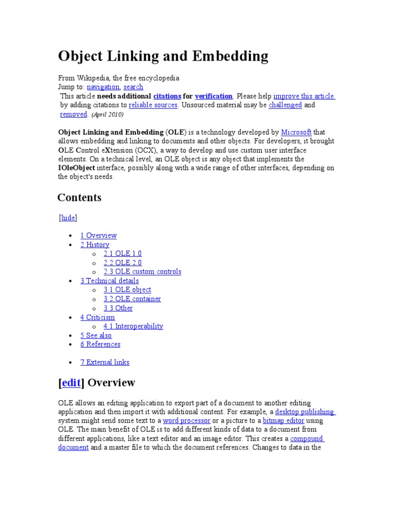 Object Linking and Embedding: Citations Verification | PDF | Areas Of ...
