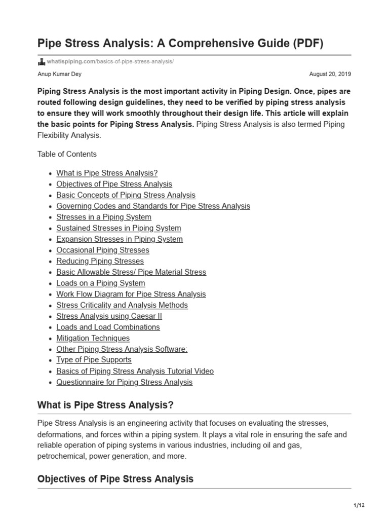 Pipe Stress Analysis A Comprehensive Guide PDF | PDF | Stress ...