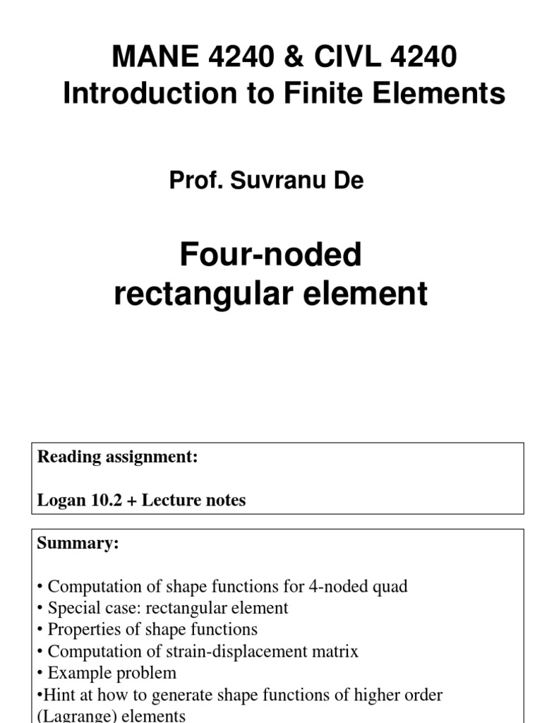 4 Node Quad | PDF | Finite Element Method | Matrix (Mathematics)