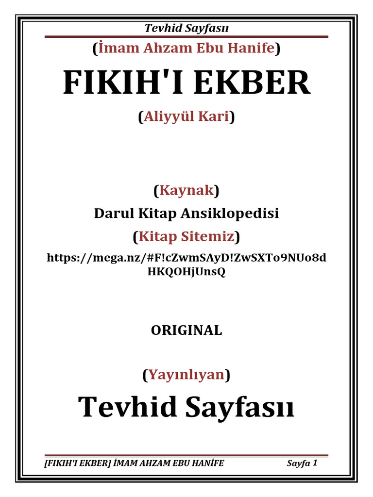 Fikihi Ekber Ebu Hanife | PDF