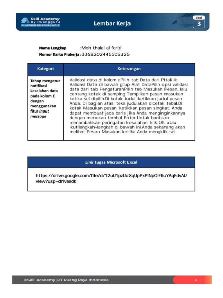 TPM 1 Menggunakan Formula Sederhana Excel - (Moh Thalalbal Farizi) | PDF
