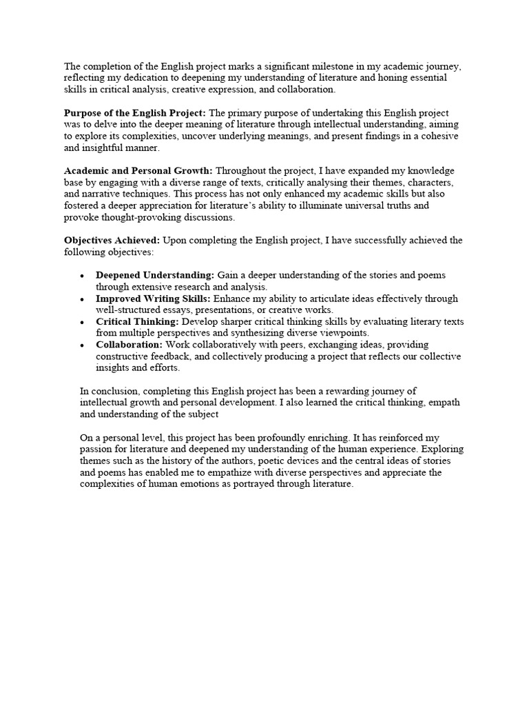 Statement of Purpose and Objectives | PDF | Language Arts & Discipline