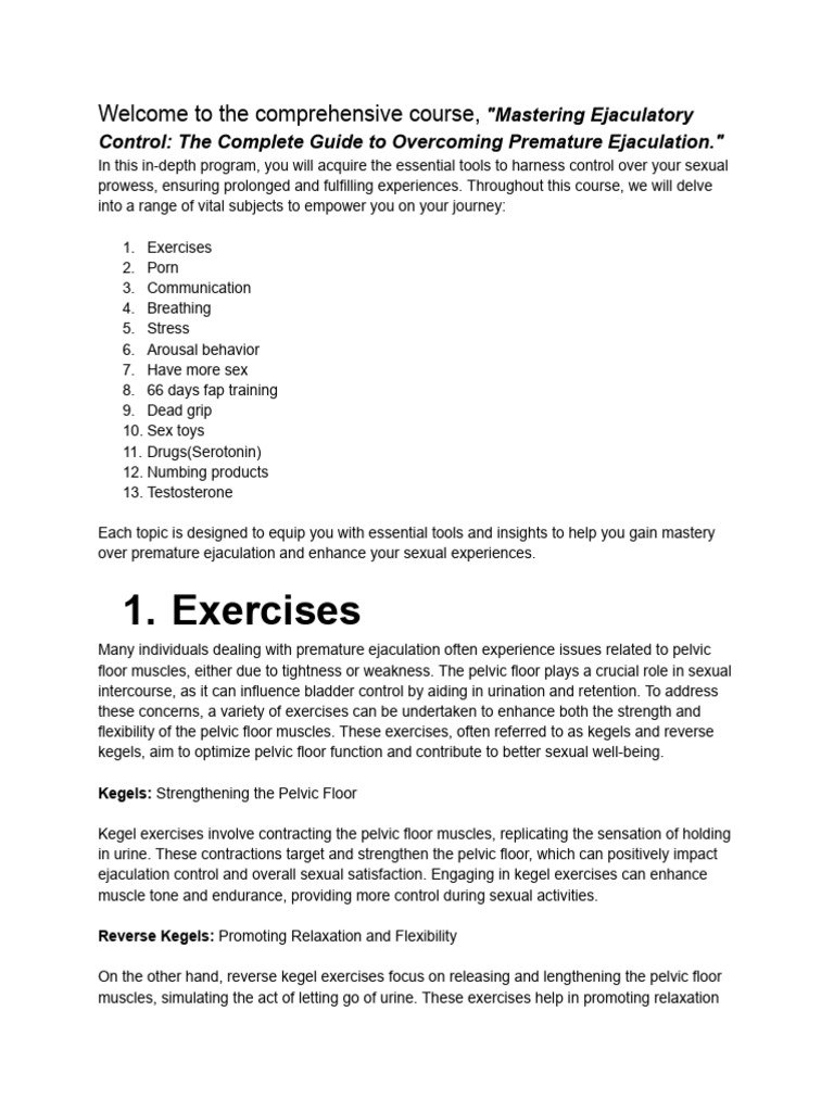 Mastering Ejaculatory Control Guide | PDF | Human Sexual Activity ...